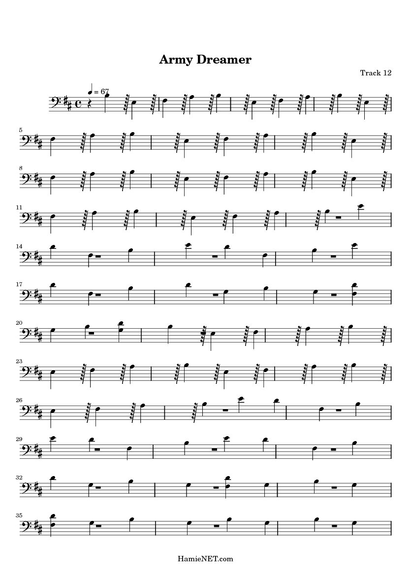 Army Dreamer Sheet Music - Army Dreamer Score • HamieNET.com