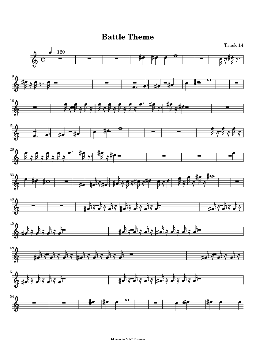 Battle Theme Sheet Music - Battle Theme Score • HamieNET.com