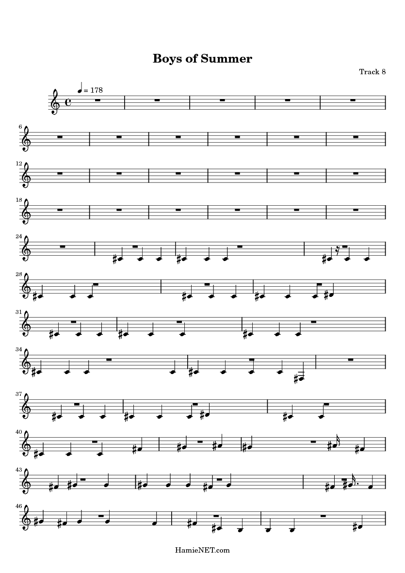 Boys of Summer Sheet Music - Boys of Summer Score • HamieNET.com