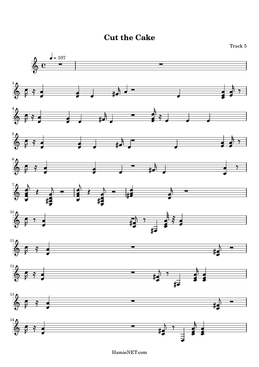 Cut the Cake Sheet Music - Cut the Cake Score • HamieNET.com