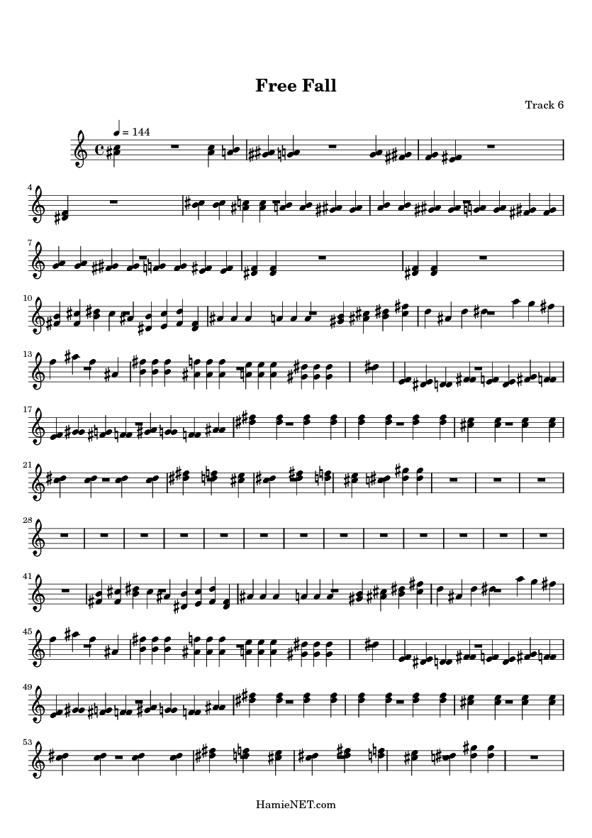 Free Fall Sheet Music - Free Fall Score • HamieNET.com