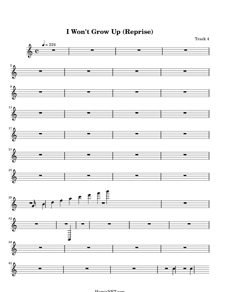I Won't Grow Up (Reprise) Sheet Music - I Won't Grow Up (Reprise) Score ...