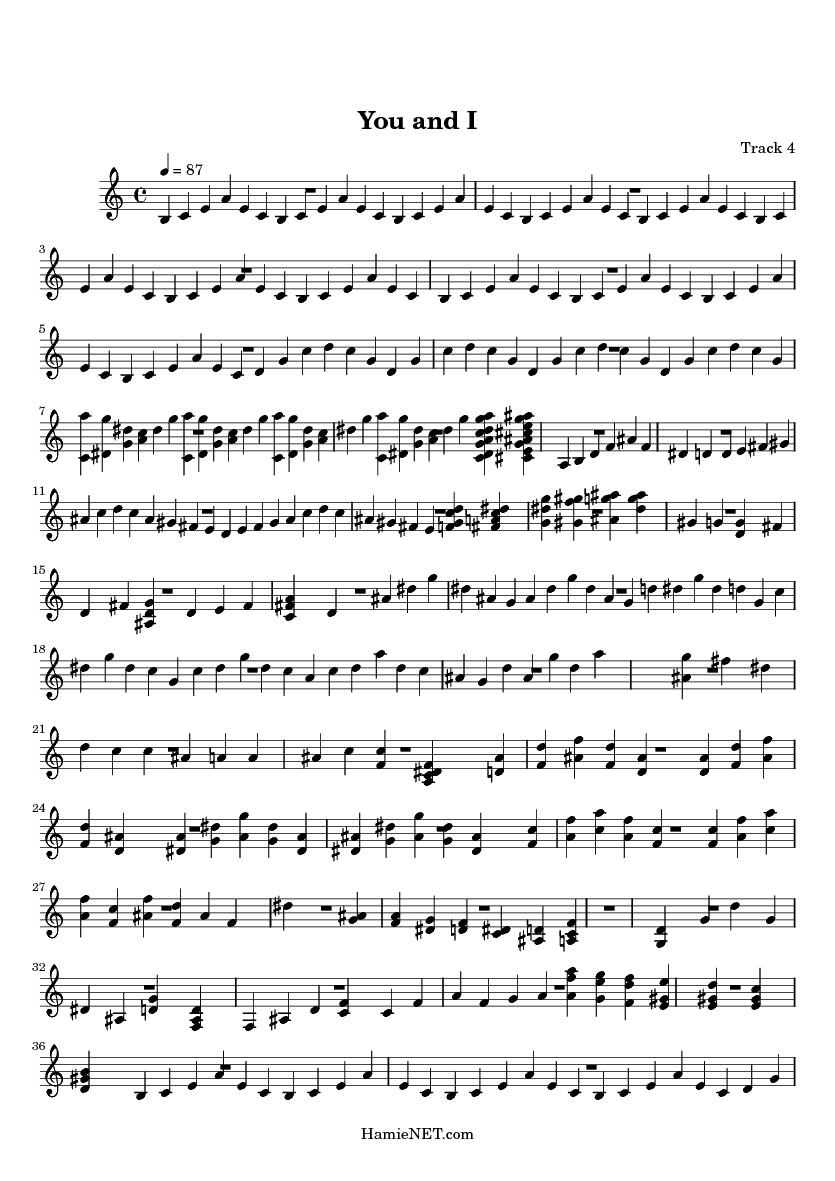 You and I Sheet Music - You and I Score • HamieNET.com